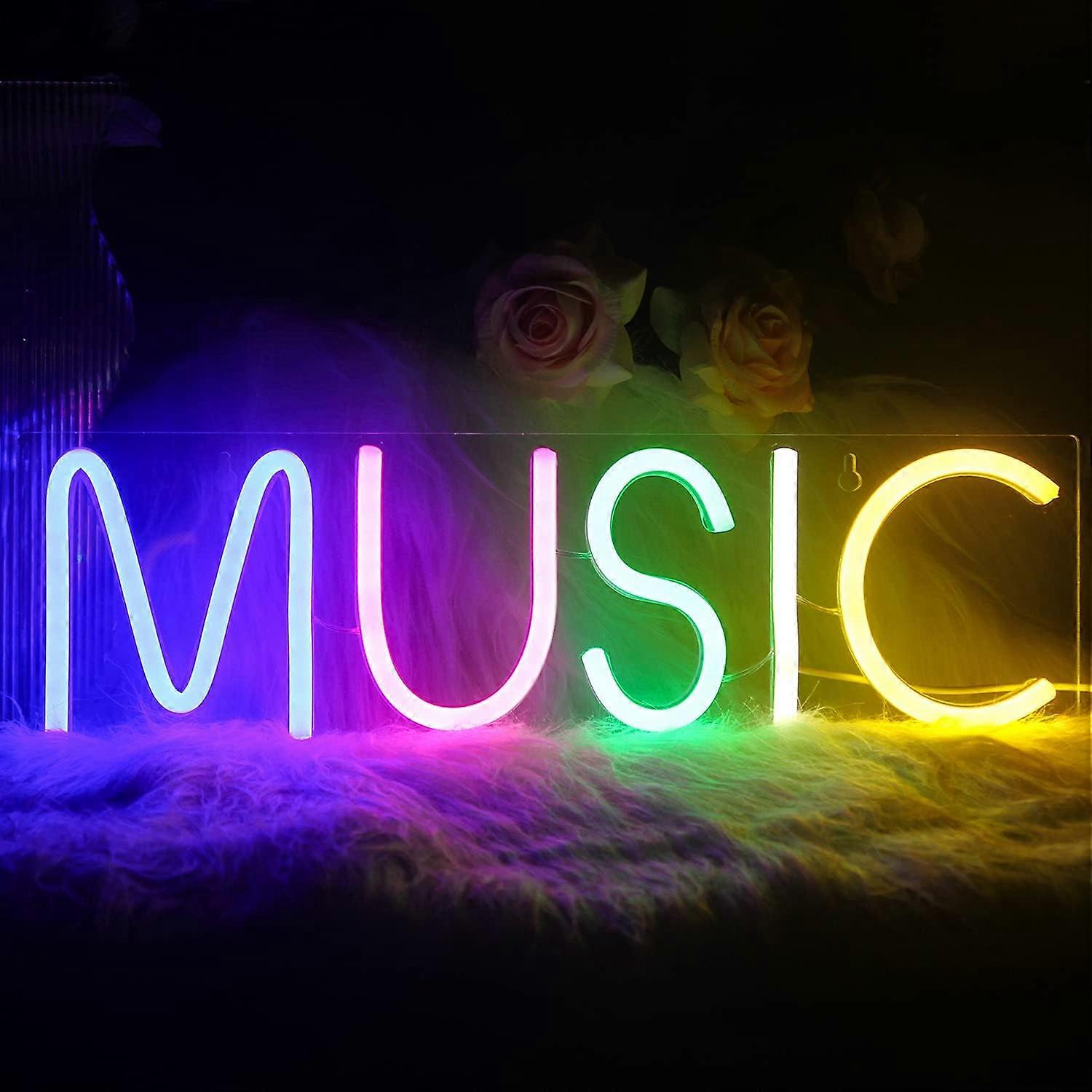Neon Light Music Neon Sign For Wall Decor Colorful Letters Neon Lights ...