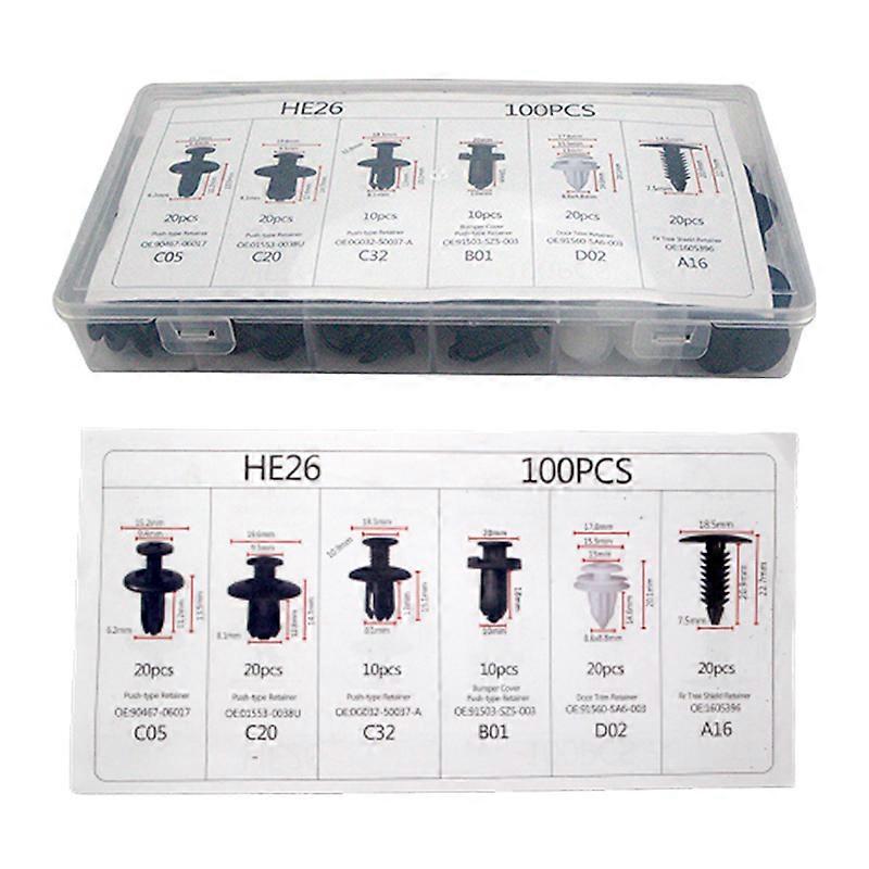 100pcs Mixed Auto Fasteners Car Bumper Clips Fasteners Rivet Door Panel ...
