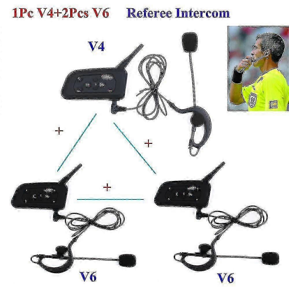 V6 V4 Full Duplex Two-way Intercom Accessory - 3pcs Football Referee ...