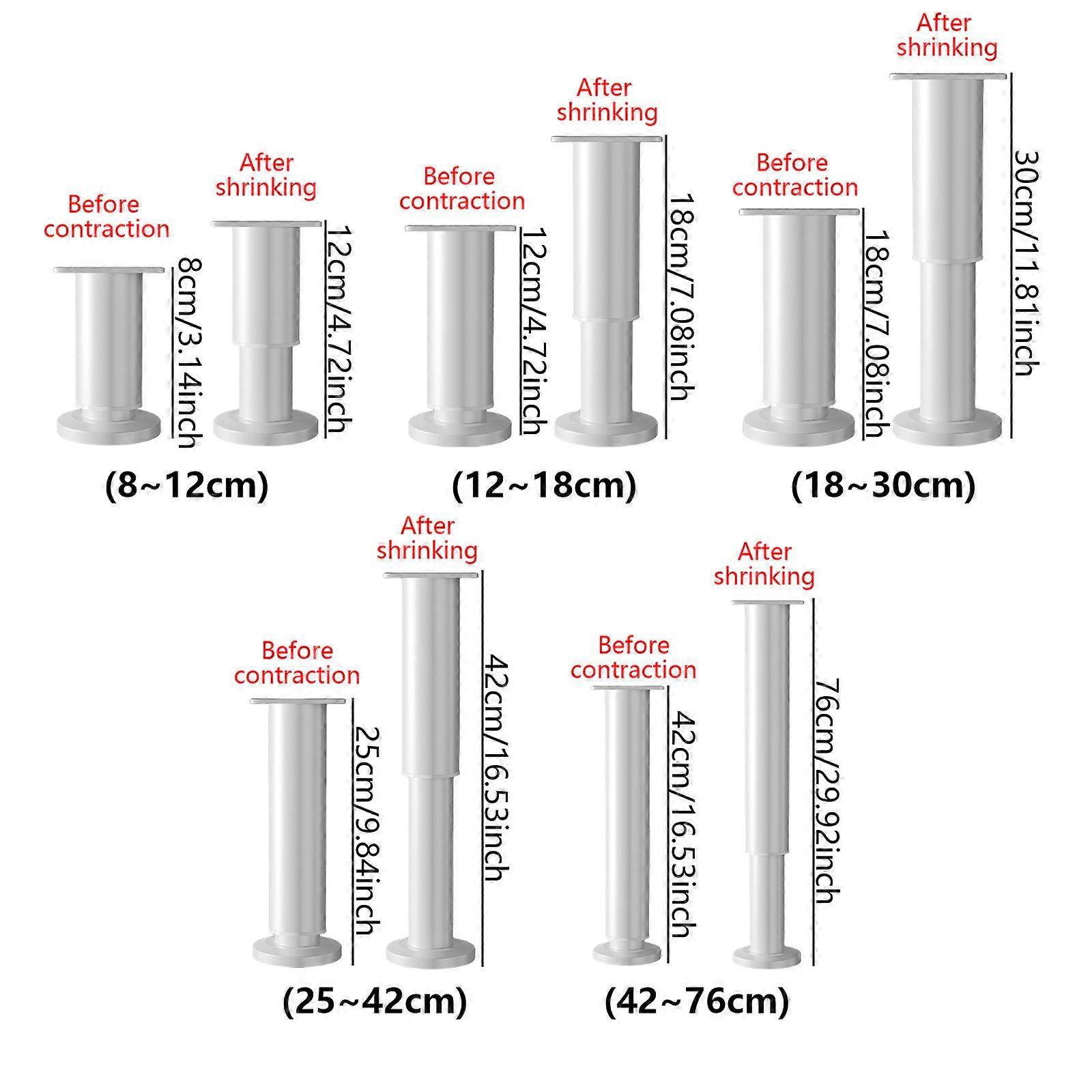 Set of 2 Height Adjustable Furniture Support Legs with Shock Absorbing ...