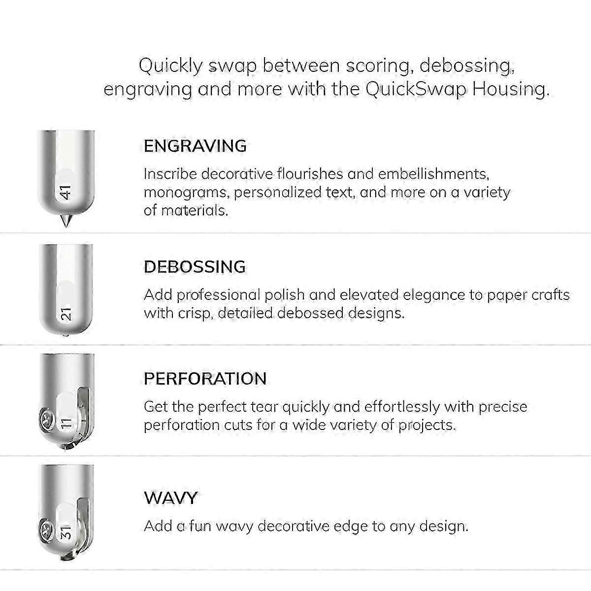 4pcs Wavy Blade Tip,Engraving Tip,Debossing Tip and Perforation Blade ...