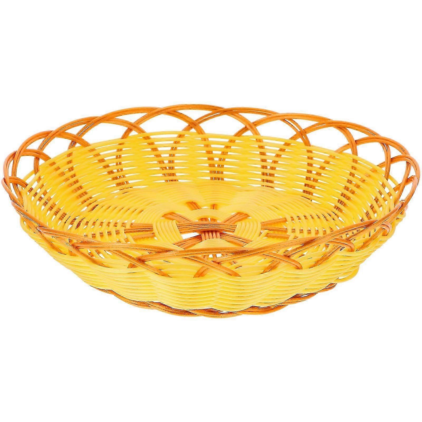 Household Bread Basket Woven Basket Storage Food Container Khaki Medium ...