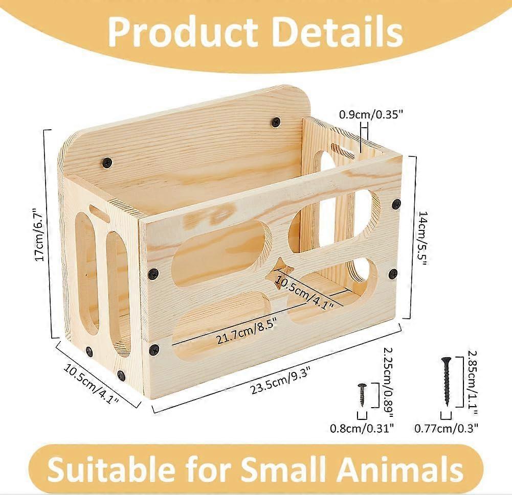 1Set Wooden Hay Feeder for Rabbit, Guinea Pig, Chinchilla - Compatible ...