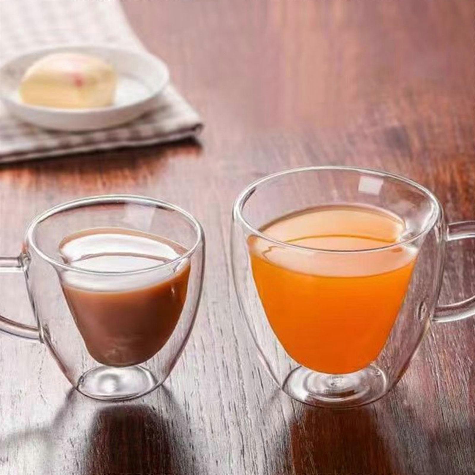 Insulated Heart Shape Glass Mug With Double Layered Heatproof Safe For ...
