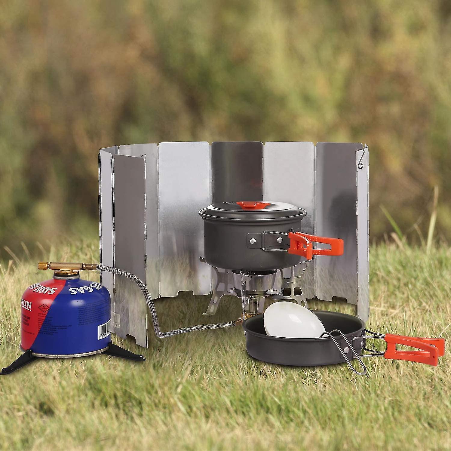 Folding Camping Stove Windscreen, 10 Plates Aluminum Lightweight Butane ...