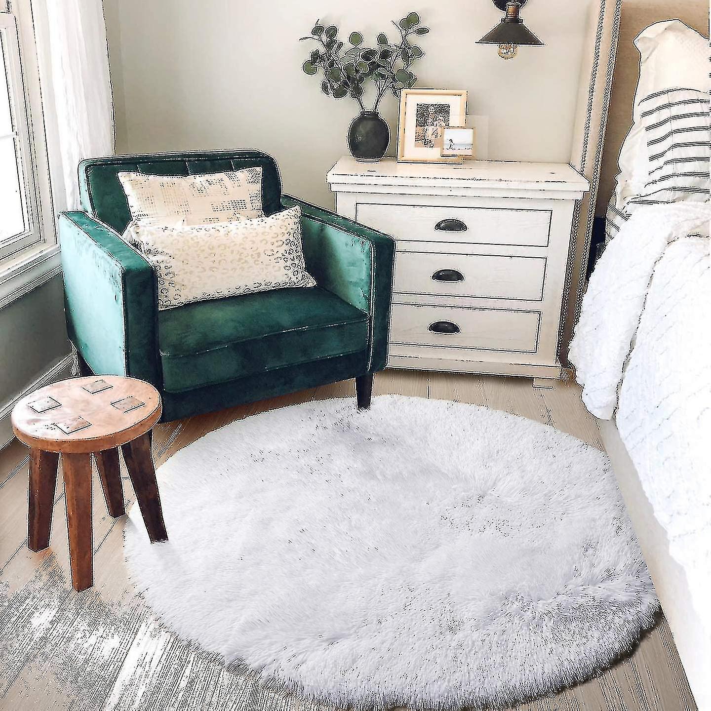 Fong Blush Round Rug For Bedroom,fluffy Circle Rug For Kids Room,furry ...