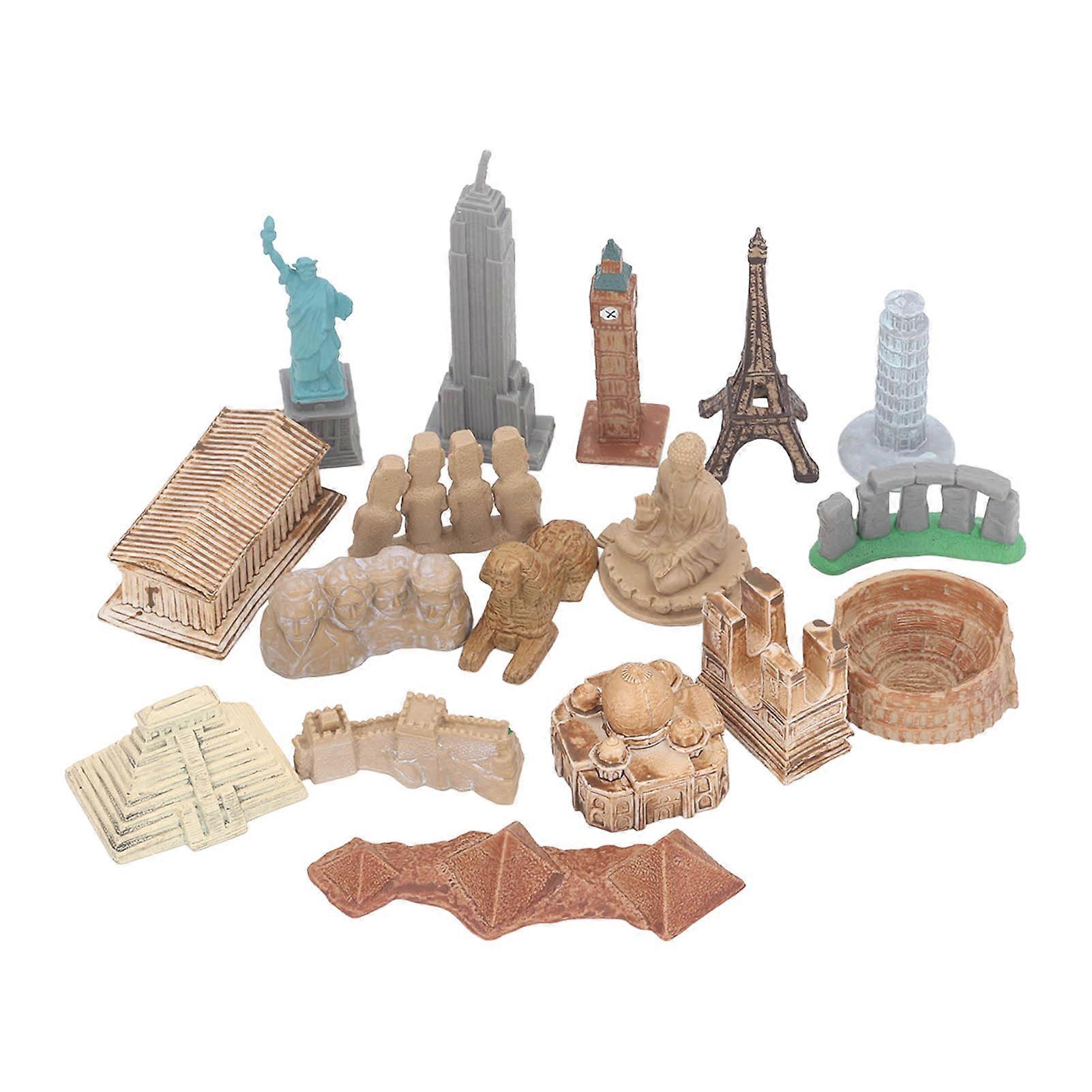 17PCS Miniature Ancient Buildings Toys Around The World City Miniatures ...