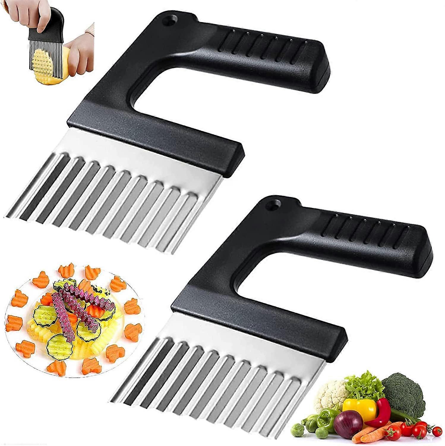 Pack of 2 Wavy Potato Cutters, Chips Wave Knife, Stainless Steel Wave ...