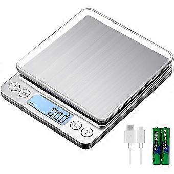 Upgraded Large Range Small Kitchen Scale 500g/0.01g, Usb Charging Mini ...