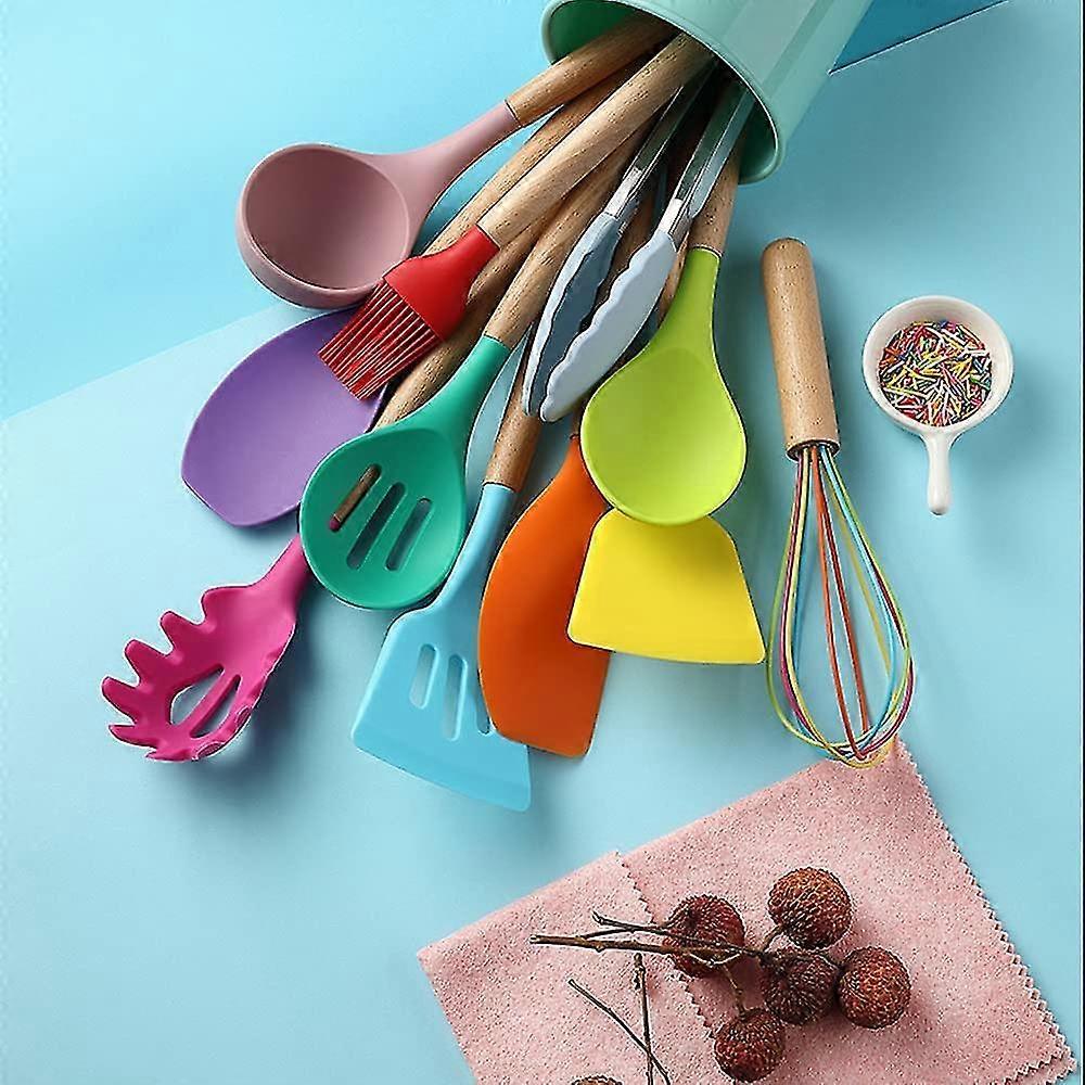 11 Pcs Colorful Kitchen Silicone Heat Resistant Cookware Spoon Shovel ...