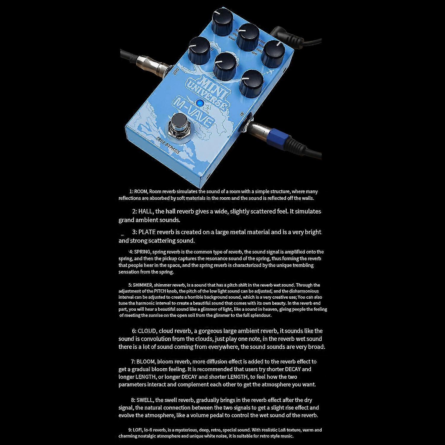 Mini Guitar Electric Guitar Digital Reverb Pedal True Bypass Metal Case ...