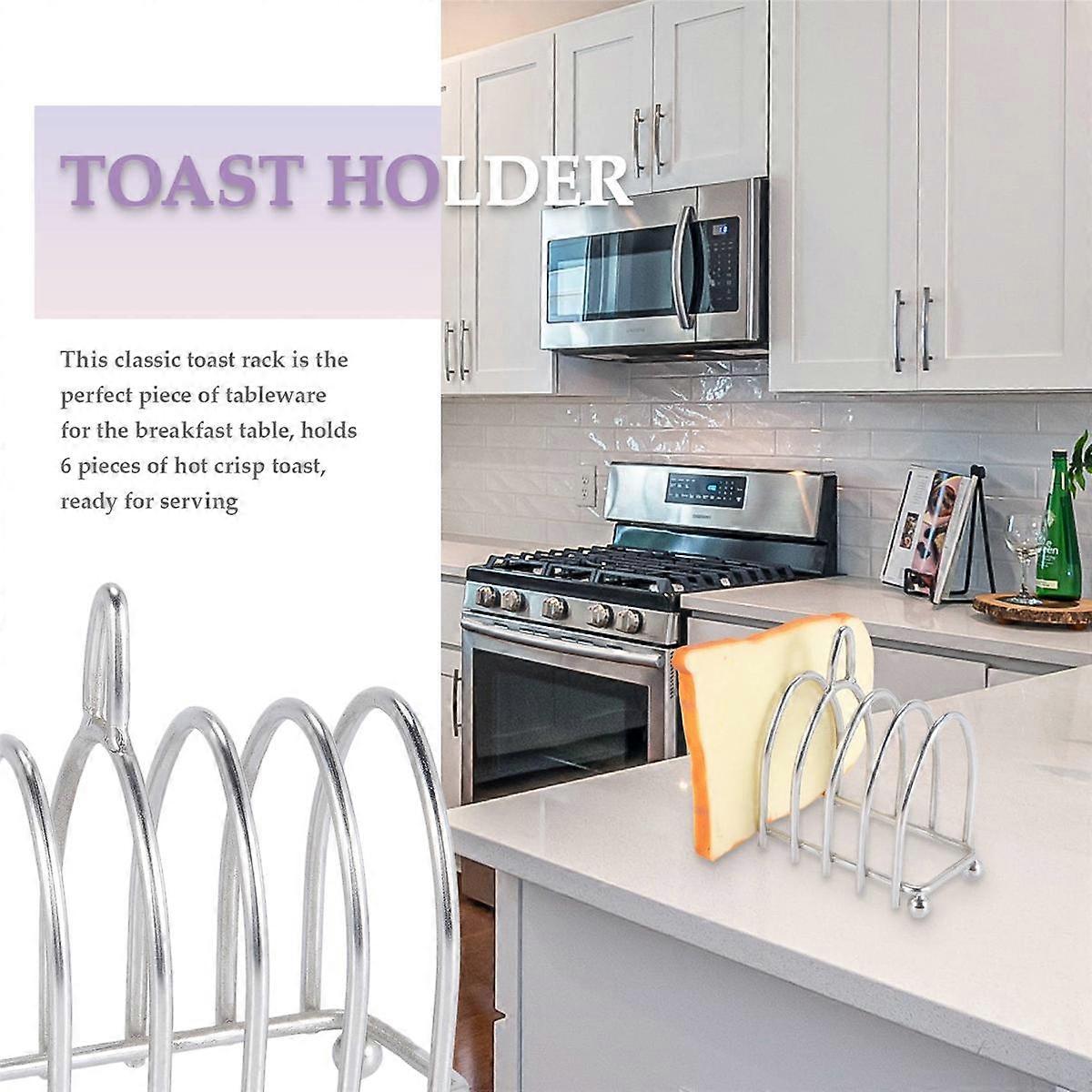 Toast Bread Rack Holder 6 Slice Stainless Steel Toast Rack with Ball ...