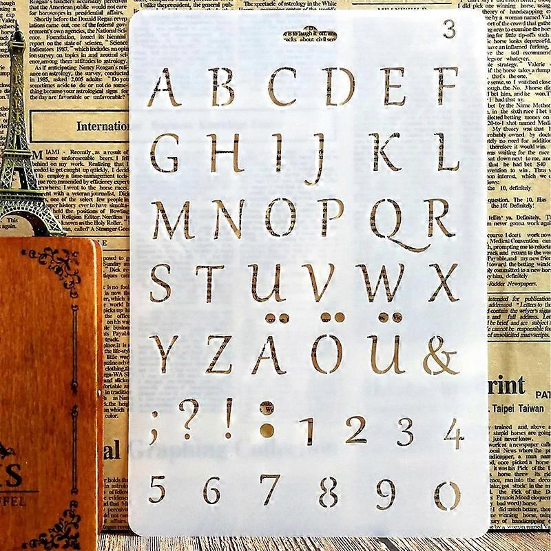 English Alphabet Number DIY Scrapbook Drawing Template Measuring Ruler ...