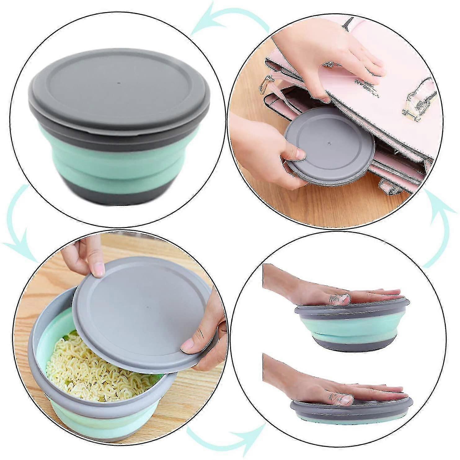 3 Pcs Folding Bowl With Lid, Silicone Portable Foldable Bowl | Fruugo UK