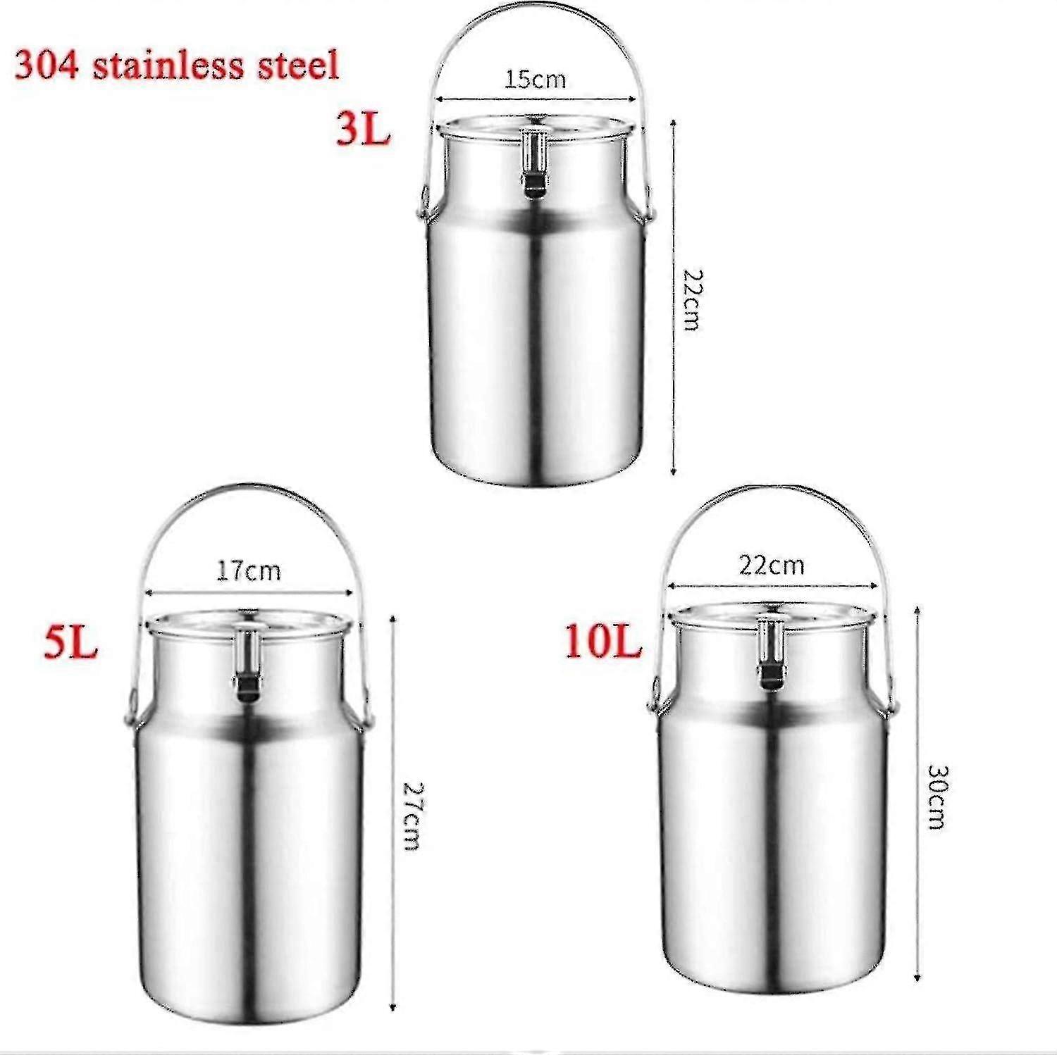 5L Transport Cans Stainless Steel Milk Can Milk Bucket Wine Pail Bucket ...