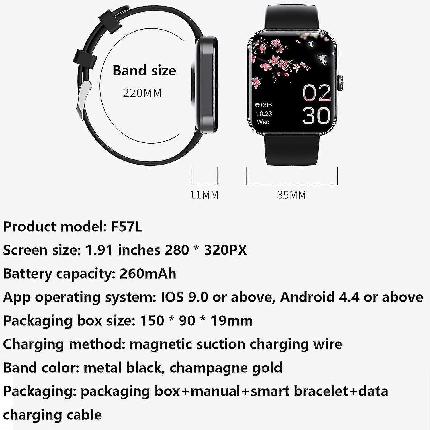 F57l Blood Glucose Monitoring Smartwatch, Non-invasive Blood Sugar Test ...