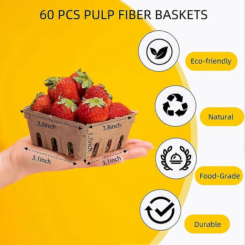 60 Pack Pulp Fiber Berry Basket, Produce Basket Containers | Fruugo UK