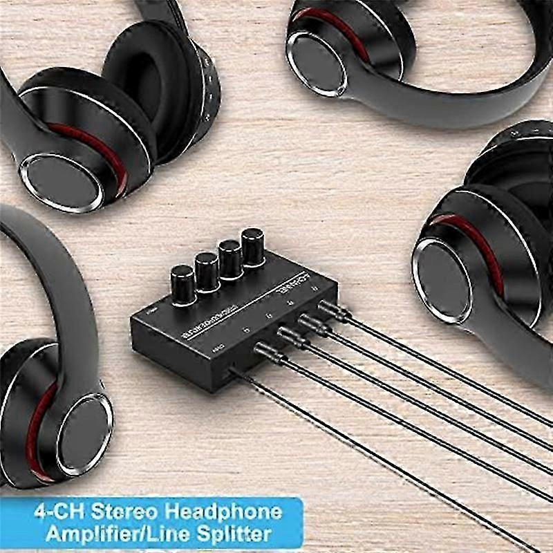 4 Channel Headphone Amplifier Stereo Audio Amp, Headphone Splitter with ...