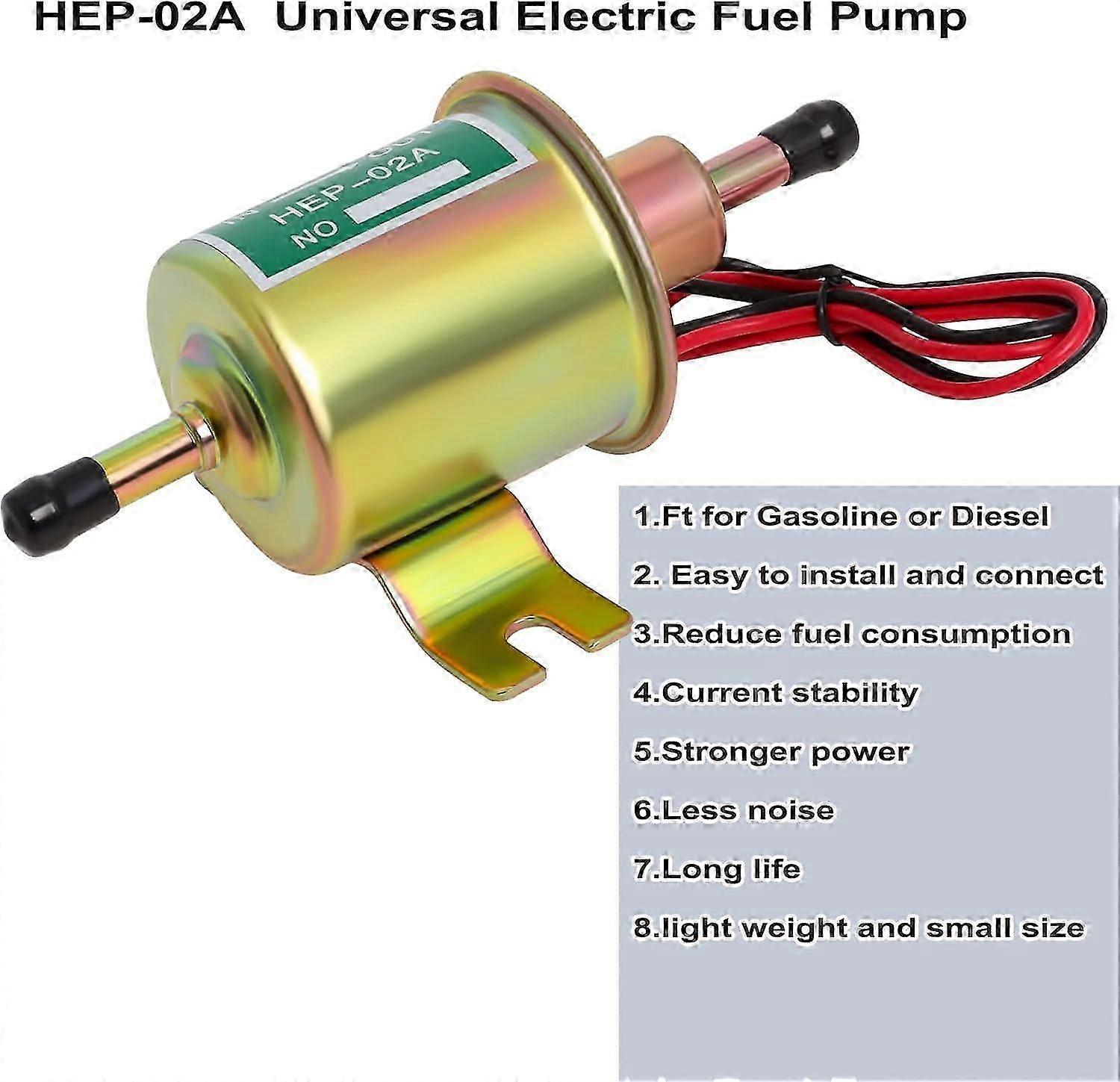 Universal Electric Fuel Pump 12V Low Pressure 4-7 PSI Inline Fuel Pump For Gasoline or Diesel ...