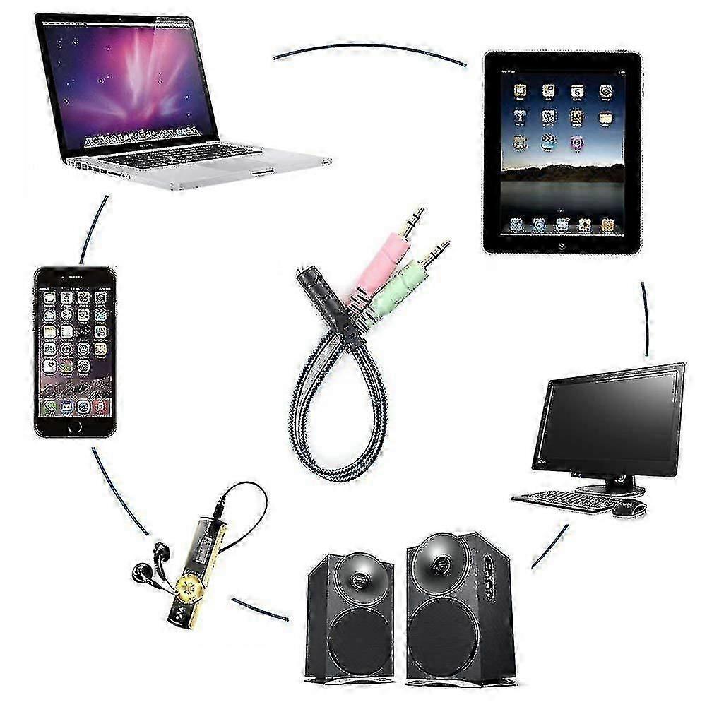 3.5mm Jack Cable Adapter Kit Mutual Convertors For Pc Headset Earphone ...