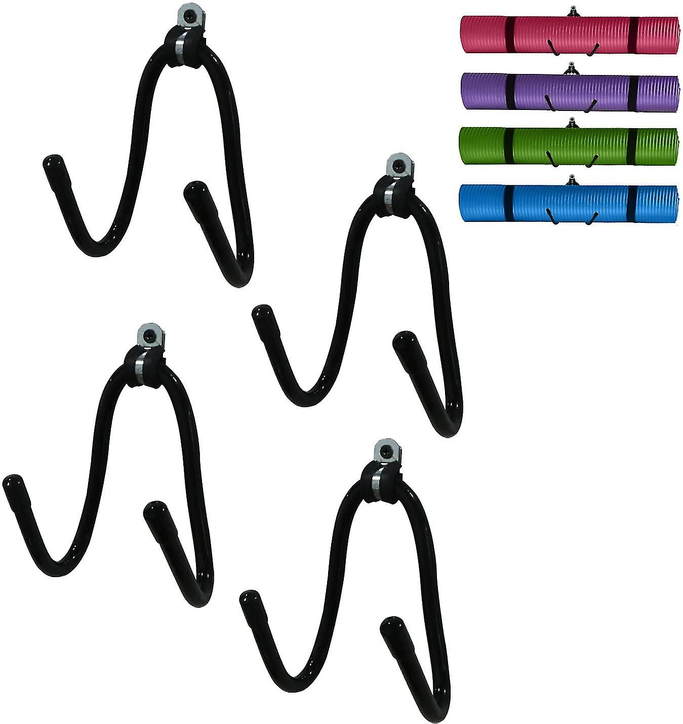 4 Pack, Yoga Mat Foam Roller Rack Wall Mounted Storage Rack For Fitness ...
