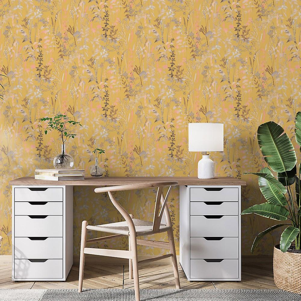 Erismann Casual Chic Cottage Mustard Wallpaper 10258-03 | Fruugo UK
