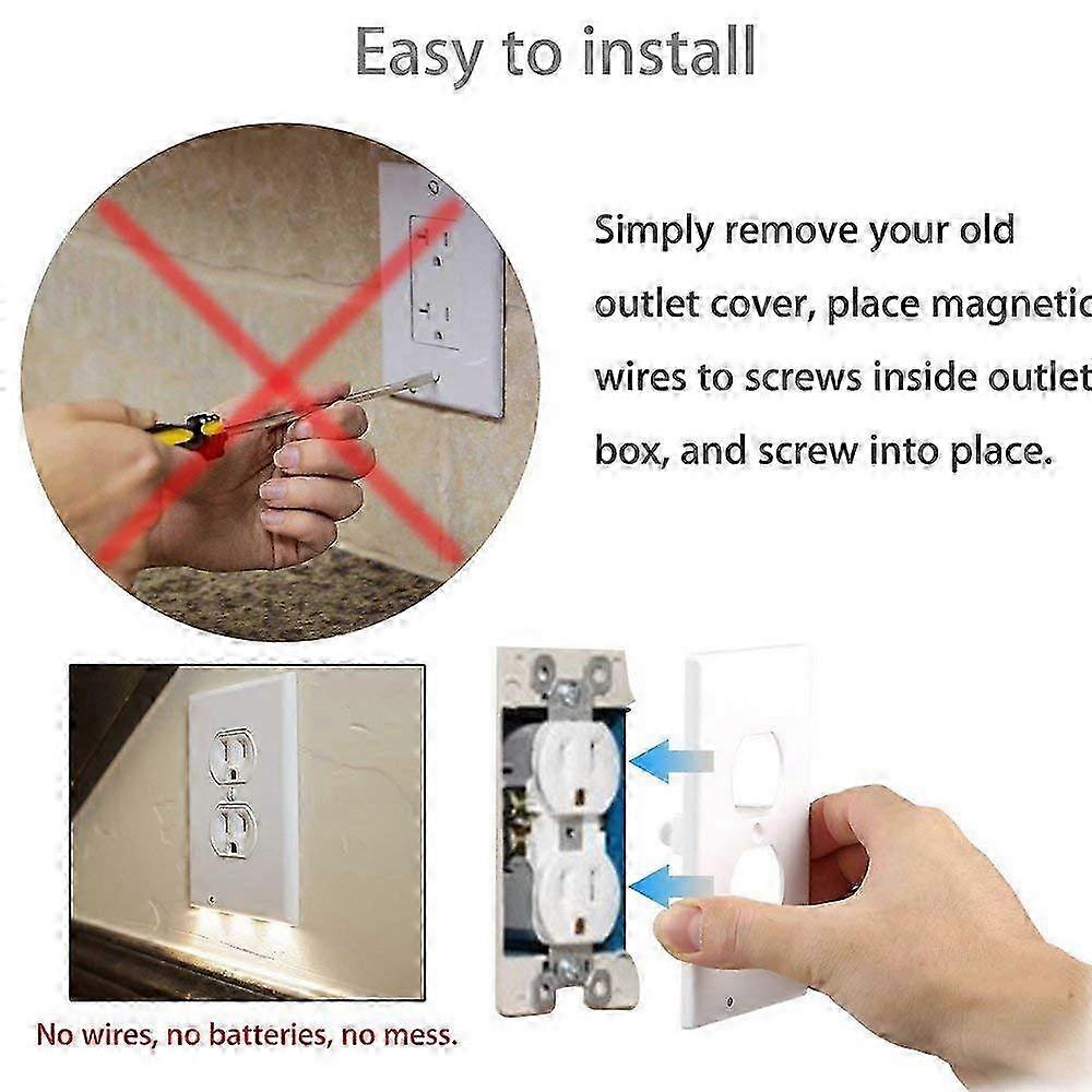 6packs Outlet Wall Plate With Led Guide Night Lights, Outlet Cover With ...