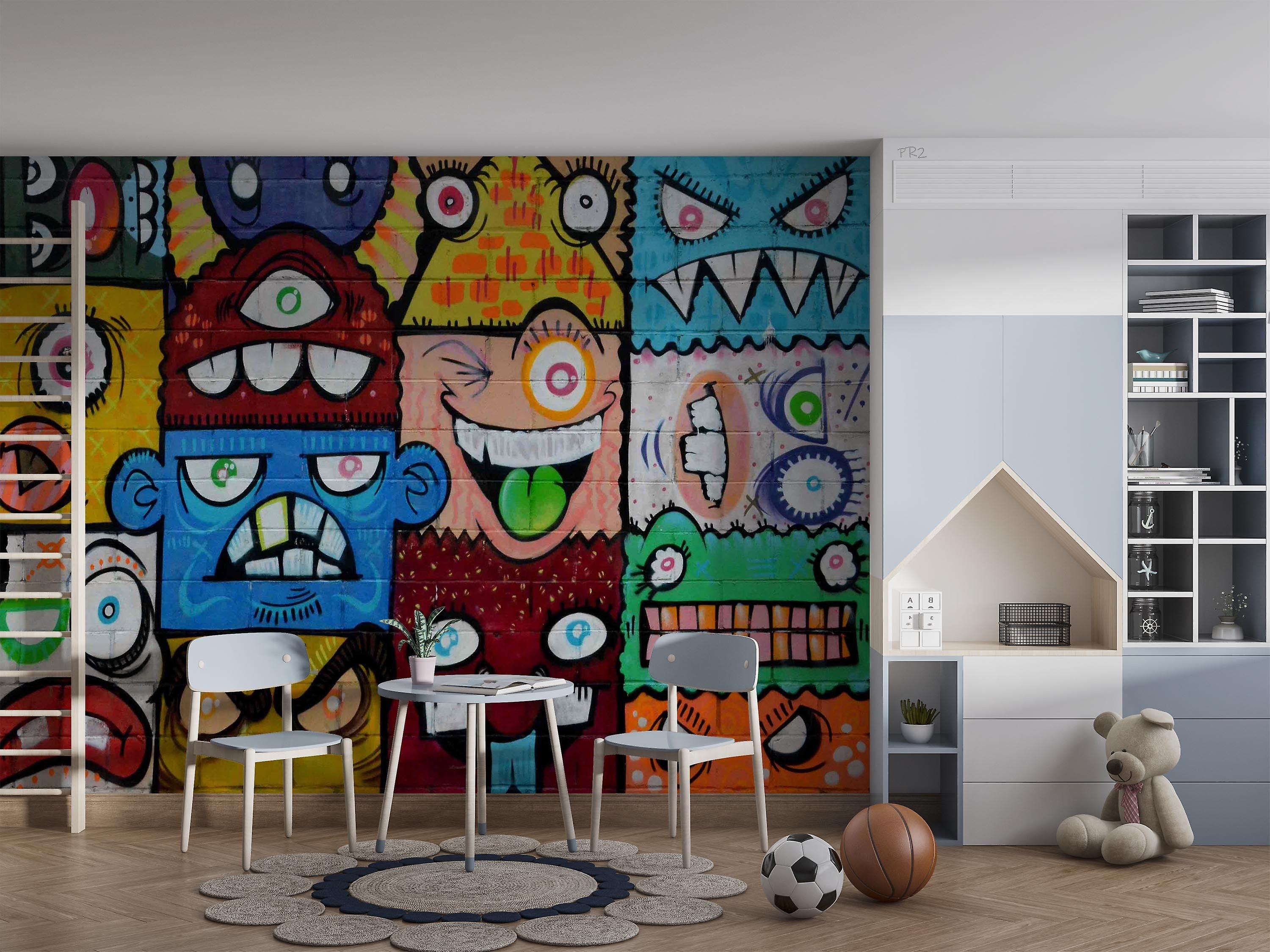 3D abstract graffiti block monster wall mural wallpaper gd 3788 | Fruugo DK