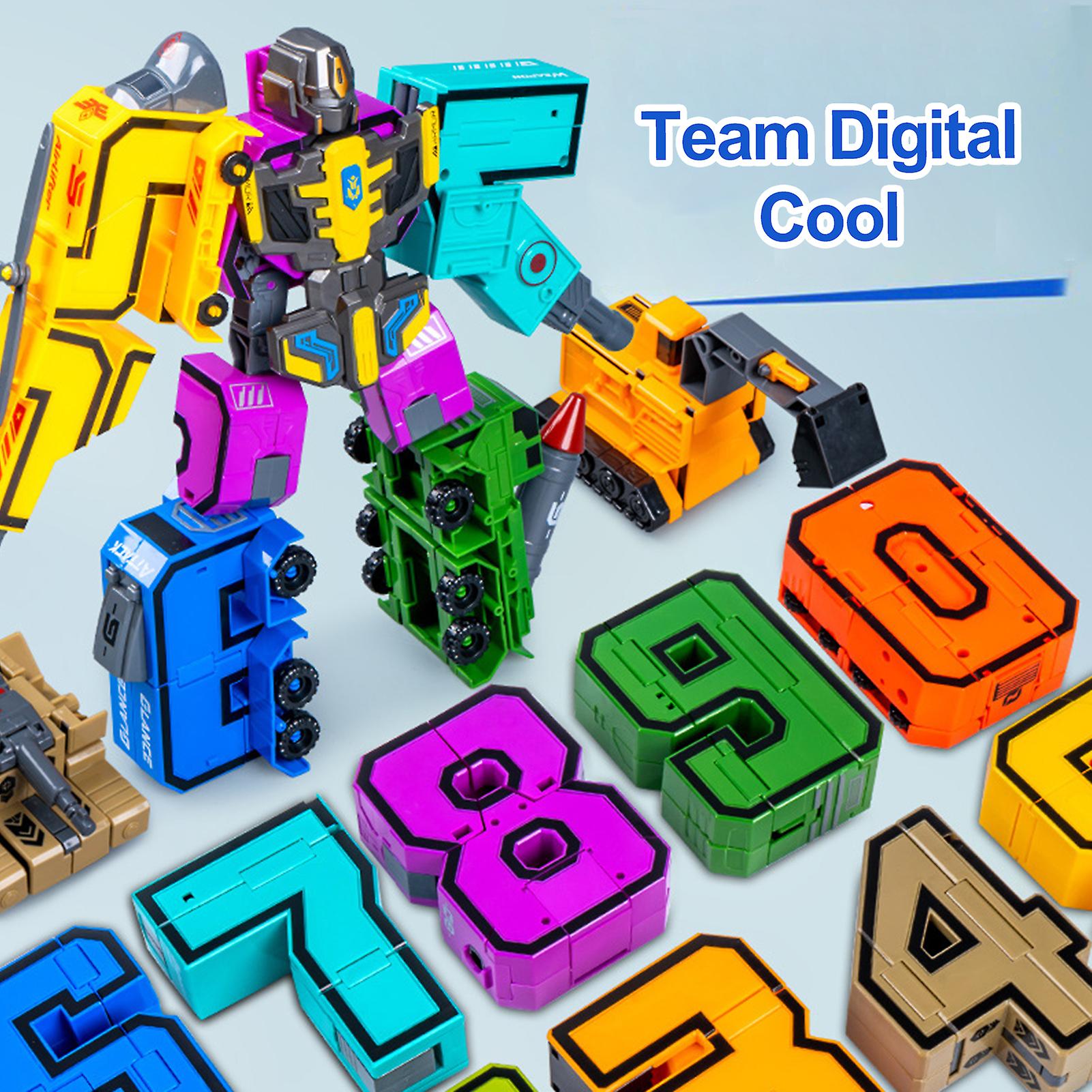 Robot Toy Compact Kids Digital Numbers Transforming Robot Action Figure ...