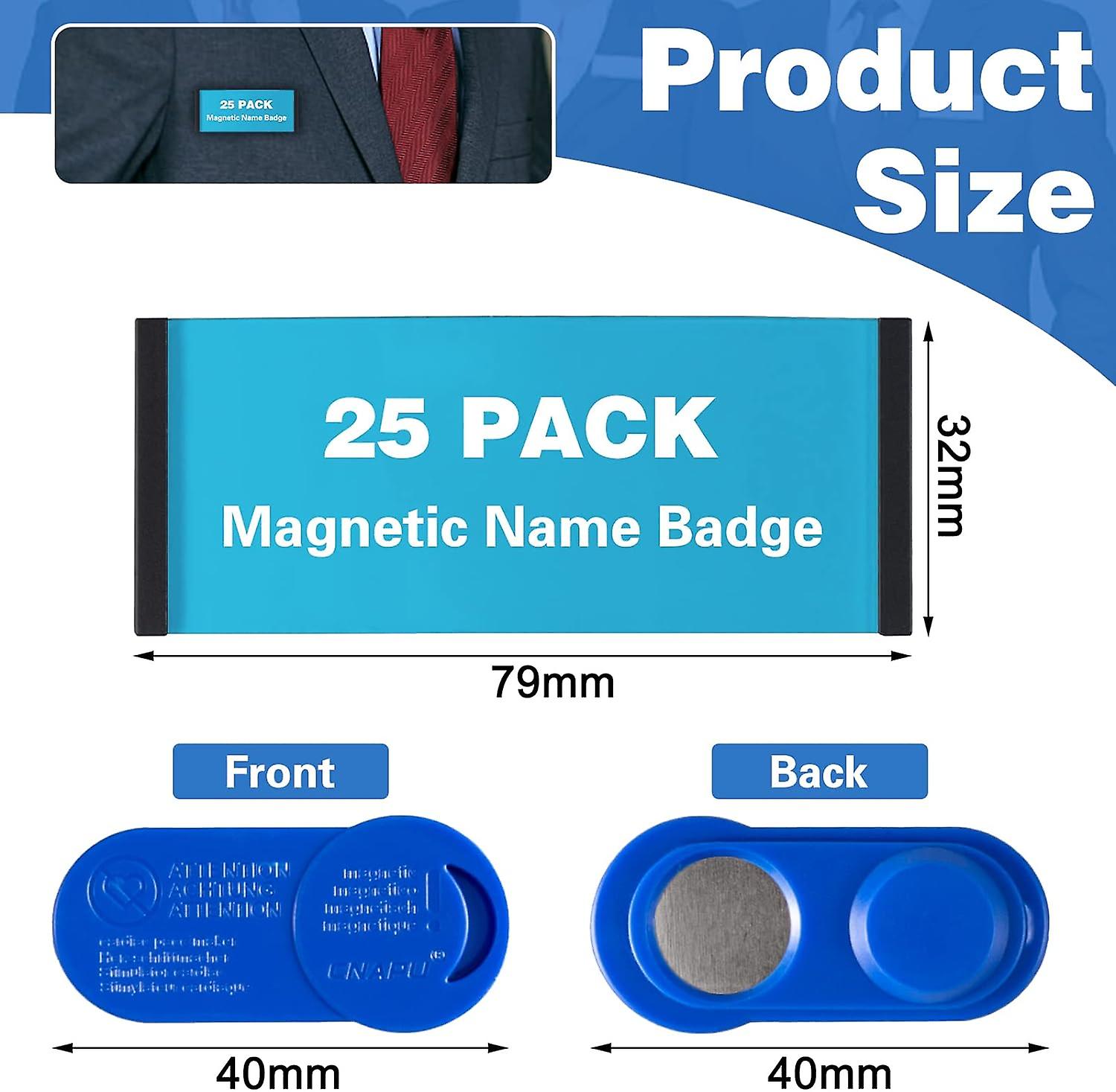 Pack of 10 Curve Magnetic Name Badges, Magnetic Badge Holders with ...