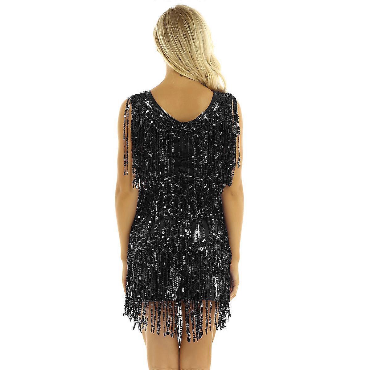 Sequin Tassels Latin Dress Women Sparkling Sequin Tassels Fringe ...