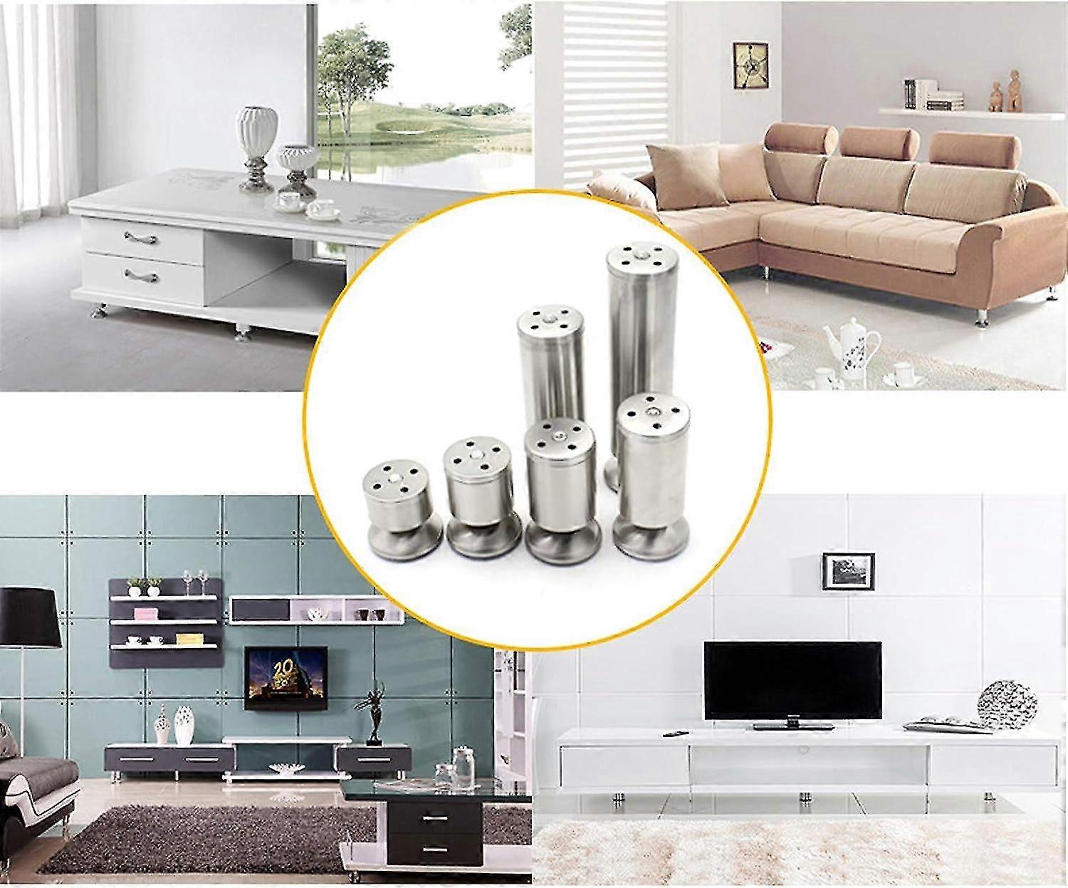 Set of 4 adjustable stainless steel furniture feet 50 x 100 mm | Fruugo UK