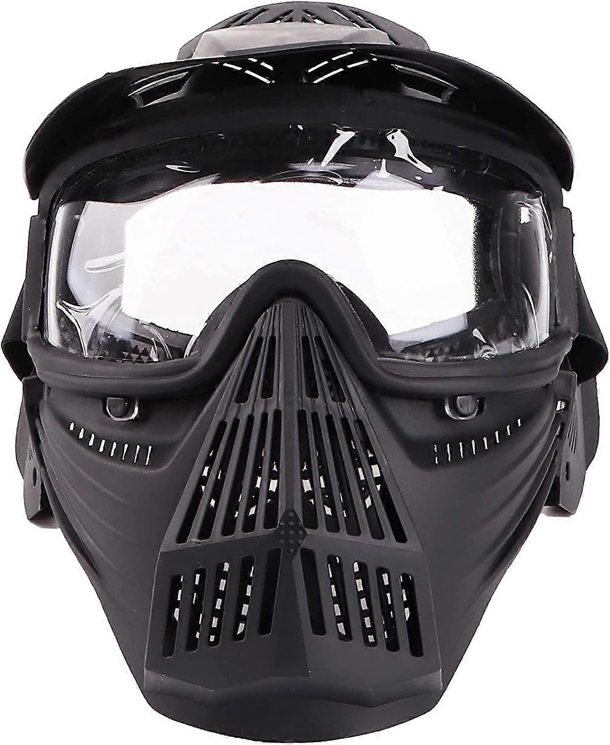 Airsoft Mask Full Face Masks Tactical Protection Gear with GlassesBlack ...