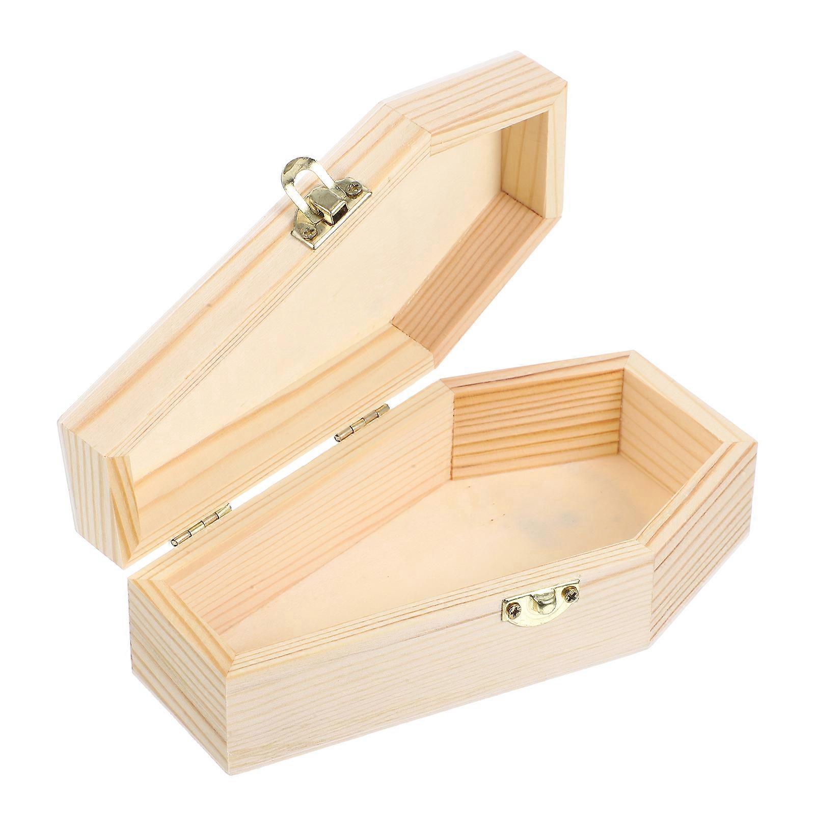 Small Coffin Box Jewelry Storage Case Unpainted Halloween Coffin Shape ...