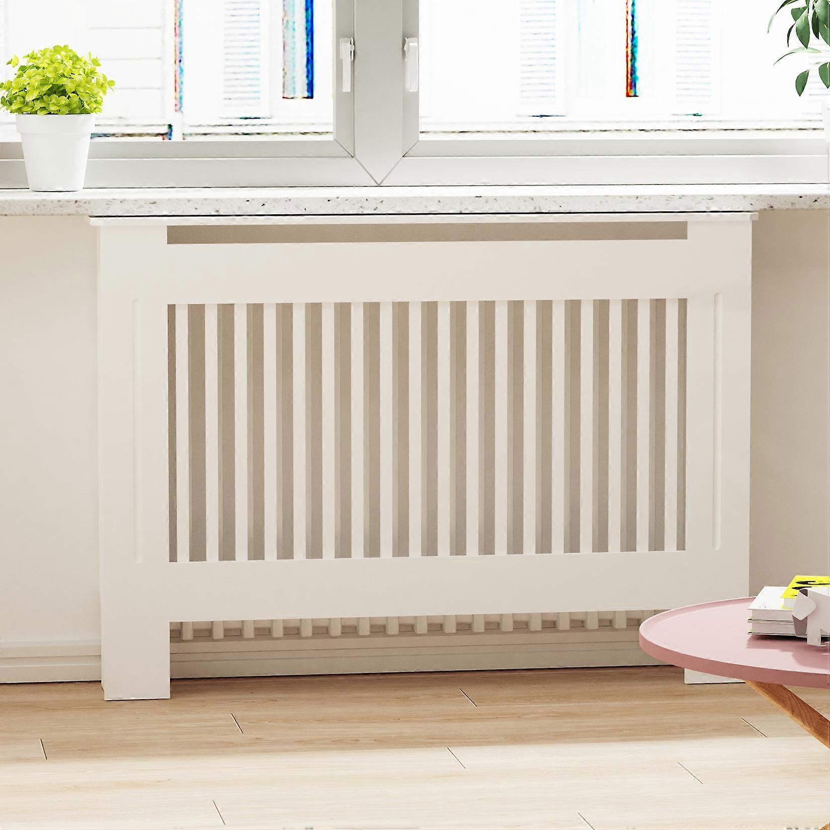 92cm Tall Radiator Cover Modern Cabinet MDF Slats Wood Grill | Fruugo UK