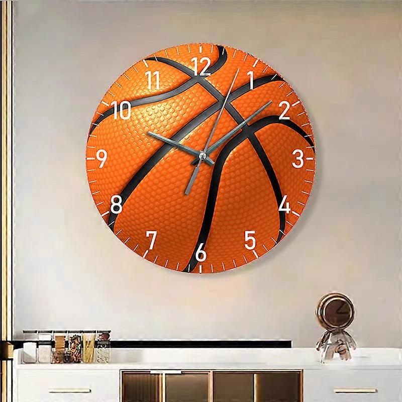 Basketball Wall Clock, Silent Non Ticking Battery Operated, Wall Clock ...