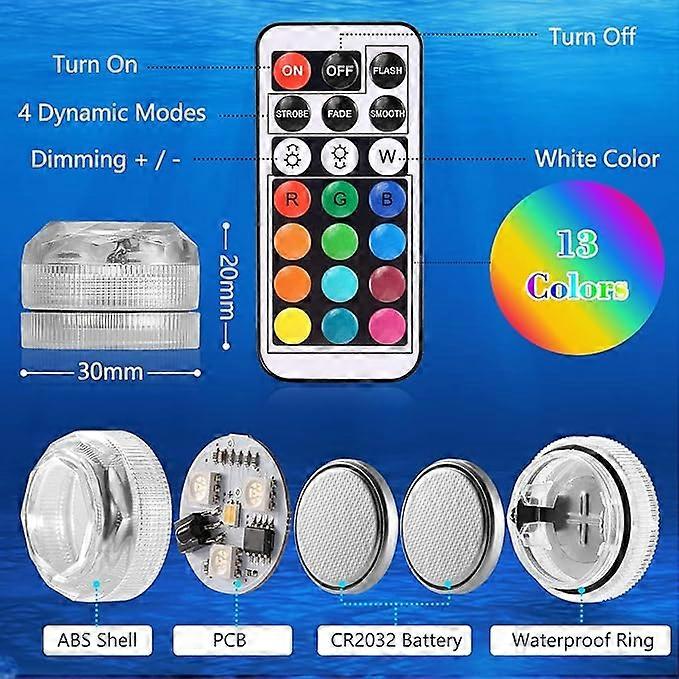 Small Submersible Led Lights with Remote,Mini LED Light,Waterproof Tea ...