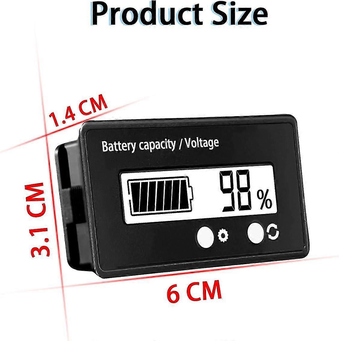 Battery Meter, 12V 24V 36V 48V Battery Capacity Indicator with Alarm ...