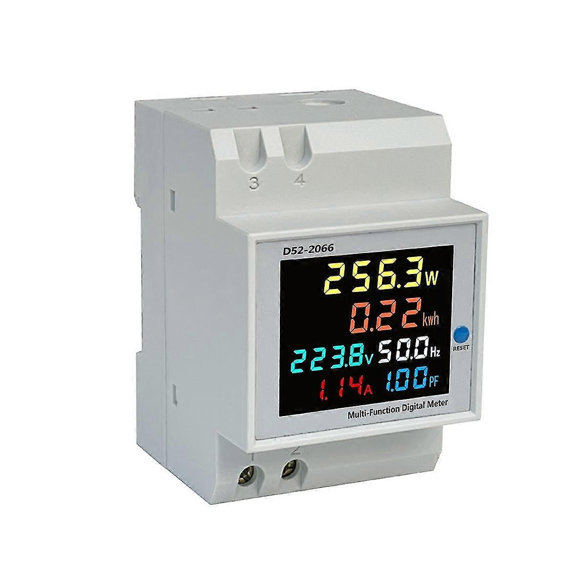 Din Rail Digital Electric Meter Ac40-300v 100a Voltmeter Current Power ...