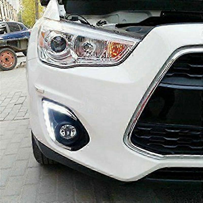 Car LED DRL Daytime Running Lights Daylight Waterproof Fog head light lamp for ASX 2013 2014 ...