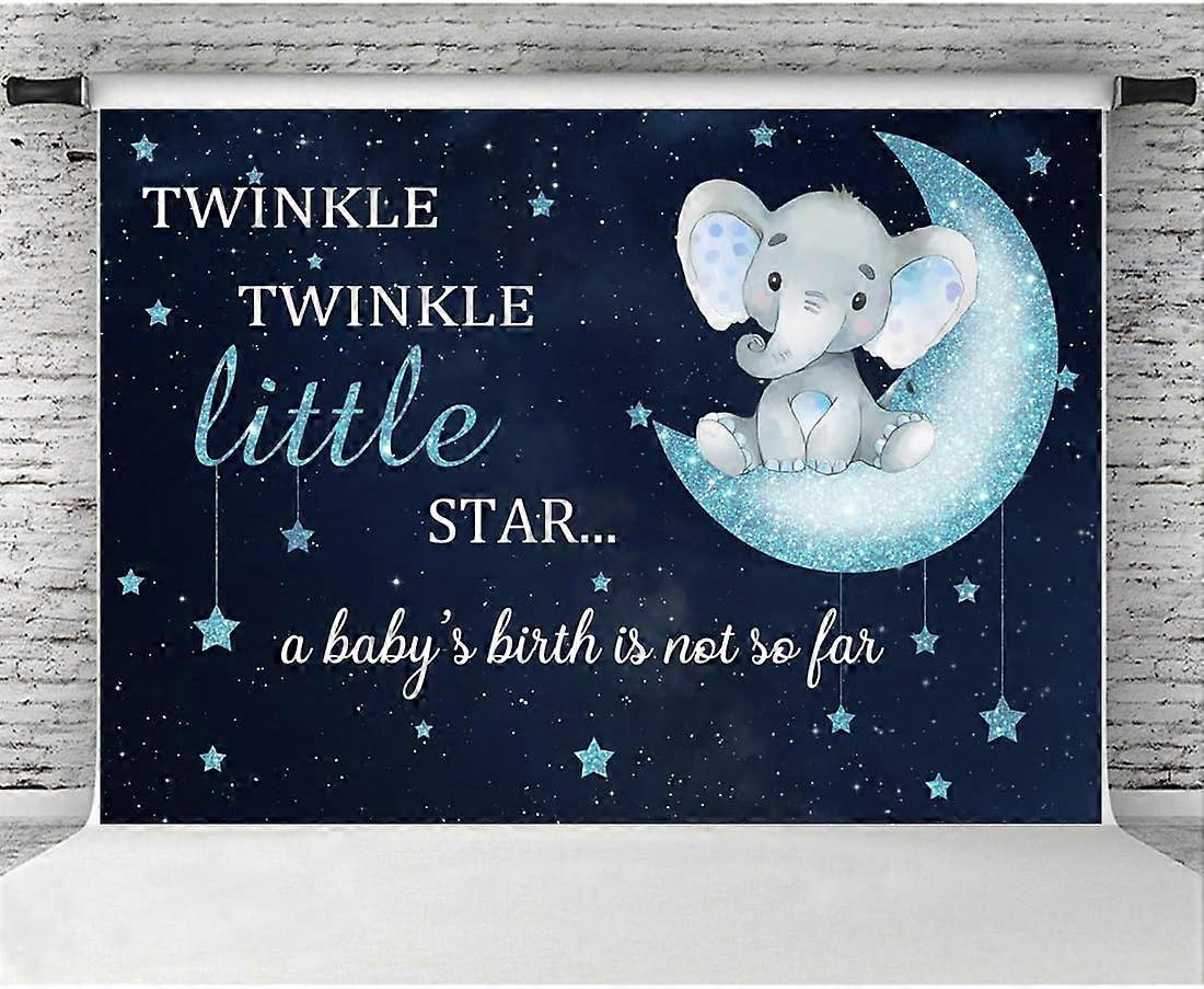 Twinkle Twinkle Little Star Baby Shower Backdrop Blue Elephant ...
