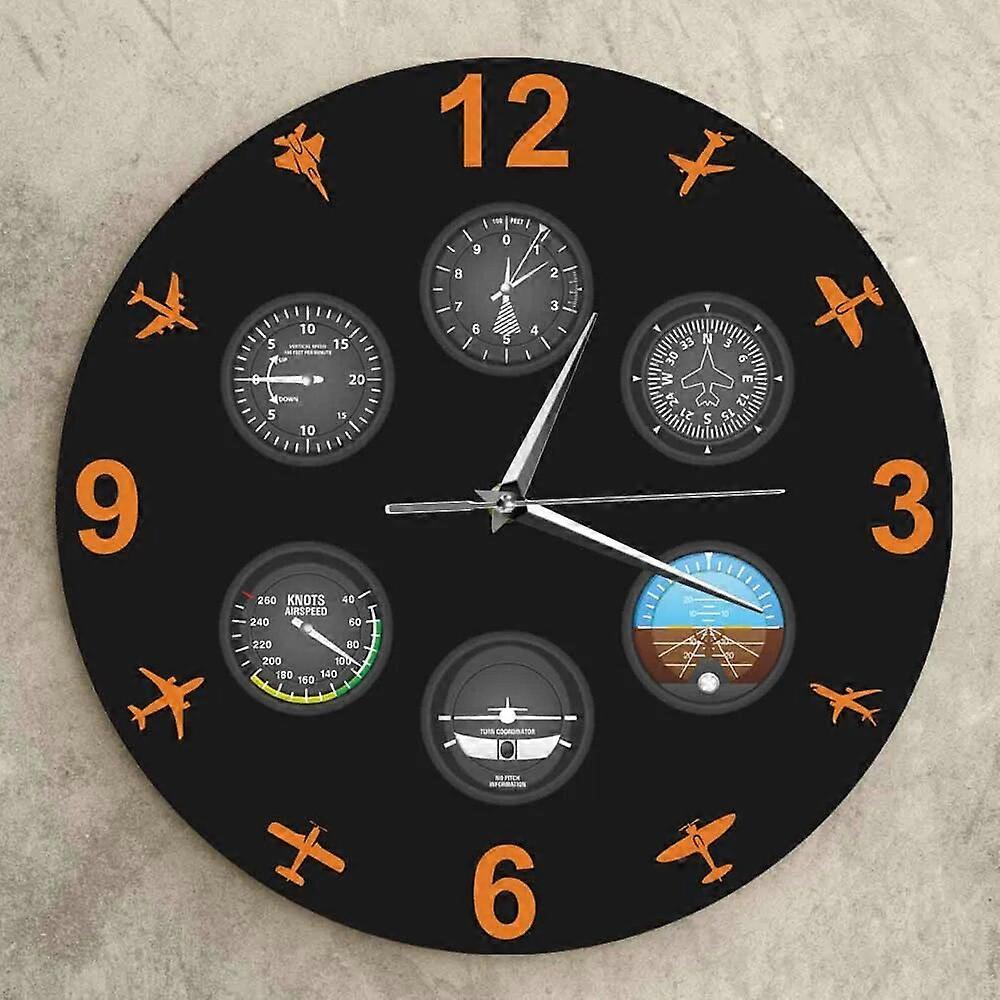 Aviation Aviator Modern Design Printed Wall Clock Flight Instrument ...