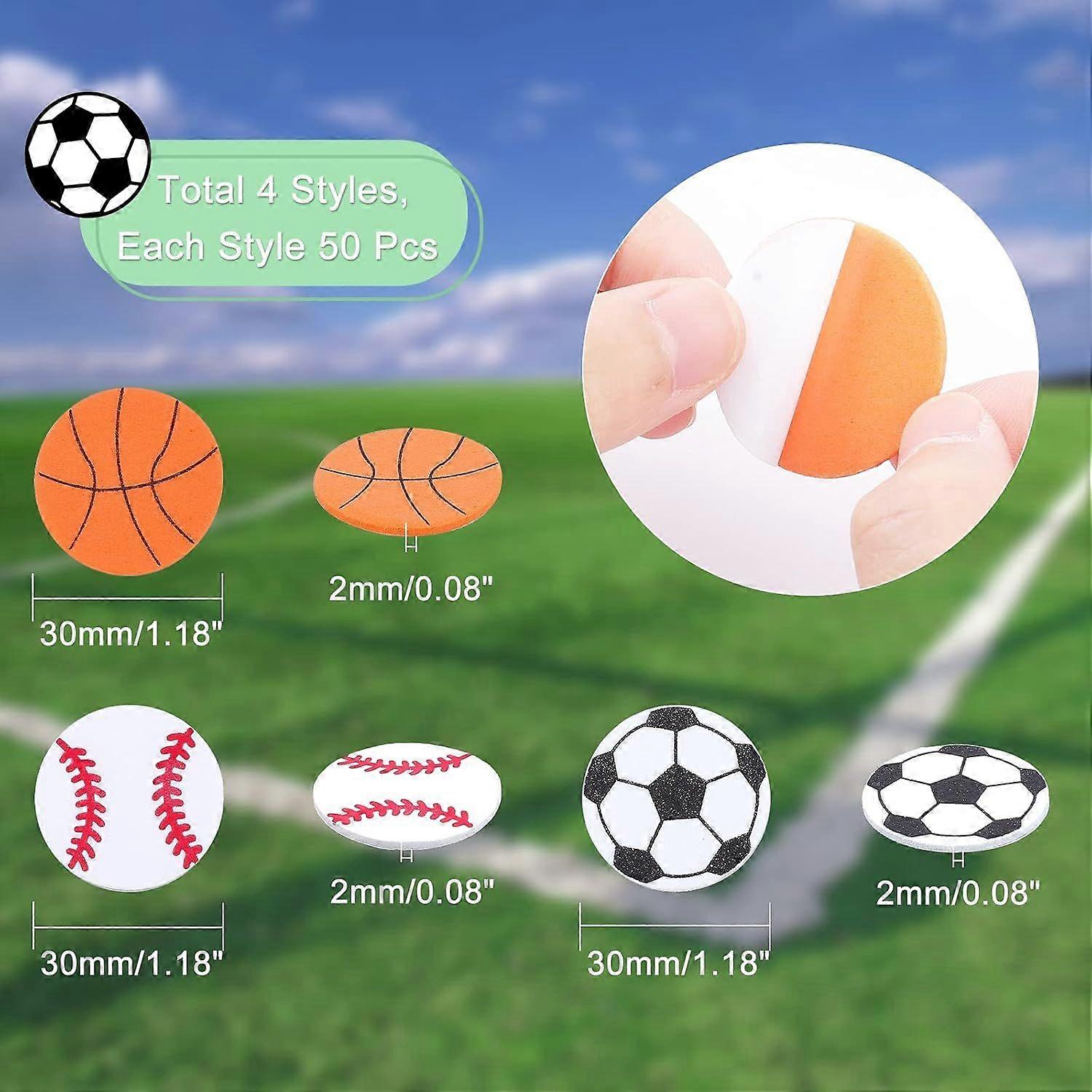 200Pcs 4 Style 6.3cm 3cm Self-Adhesive Football Stickers Baseball ...