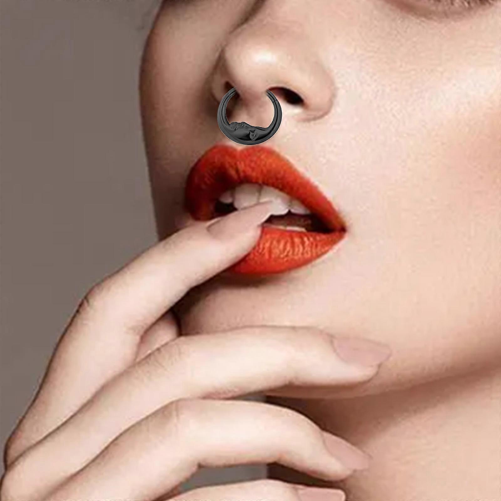 Septum Rings with Moon Detail Elegant Moon Shaped Nose Hoop Unique Nose ...