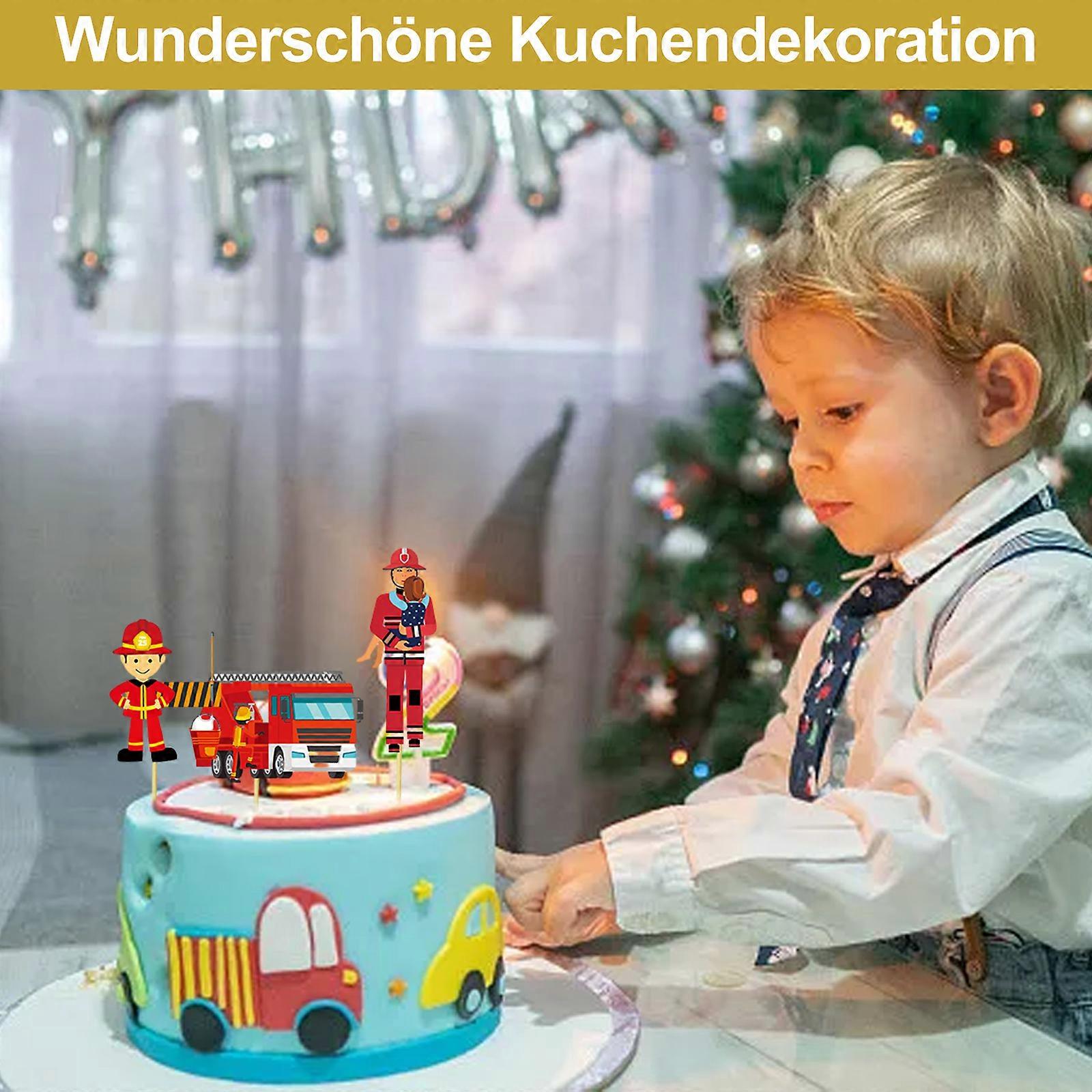 Rescue Theme Party Fire Engine Cake Topper, Fire Truck Cupcake Toppers ...