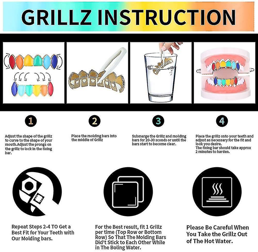 Rainbow Grills 14k Gold Plated Hiphop Colorful Rainbow Vampire Teeth ...