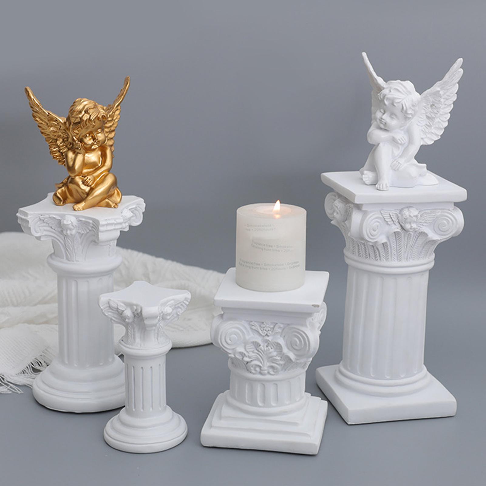 Column Angle Figurine Vintage Garden Decor Resin Cherub Angels on Roman ...