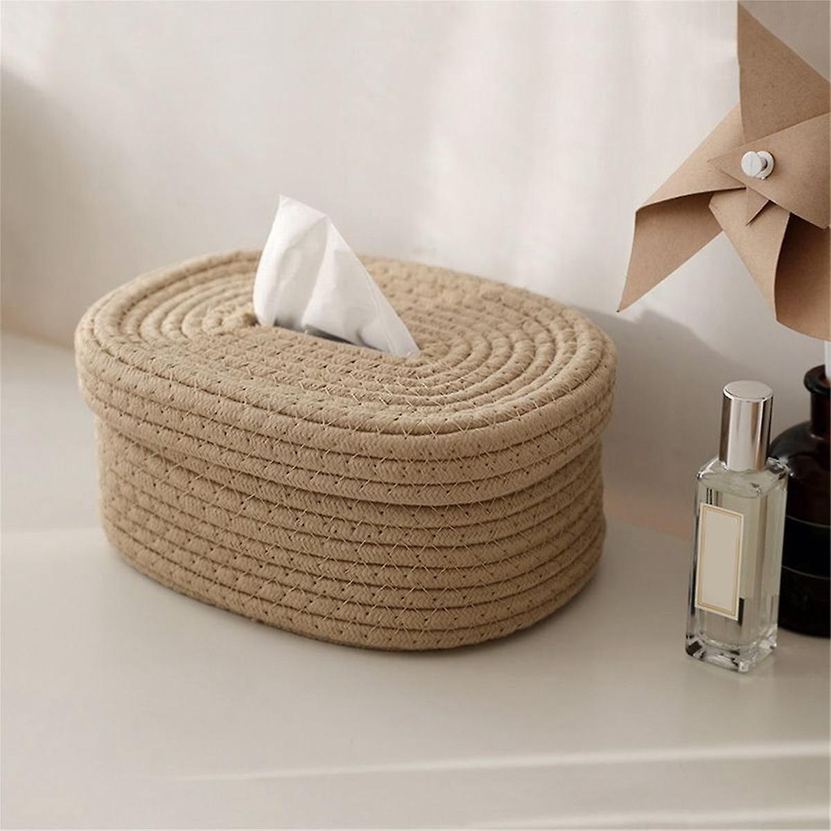 Tissue Box Cover Square Tissue Holders Cotton Rope Covers Rectangular ...