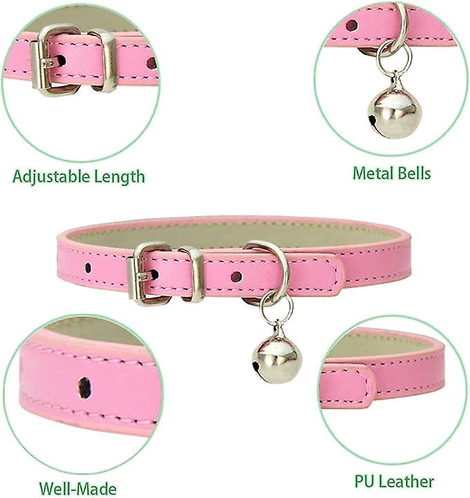 5 Pcs Leather Cat Collars,Anti-Lost Cat Collar with Bell Adjustable ...