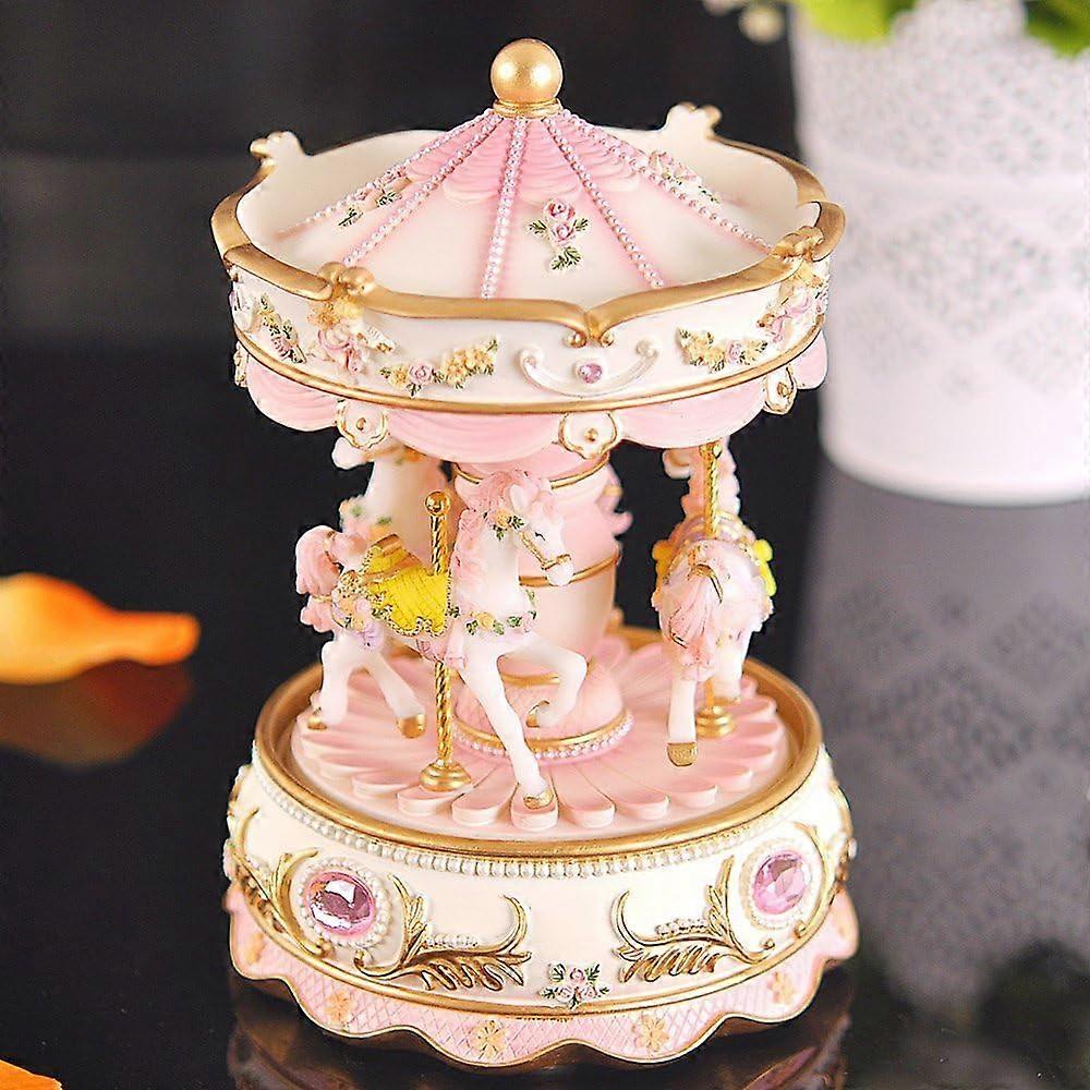 Mechanical Music Box Mini LED Carousel Colourful Carousel Musical Box ...